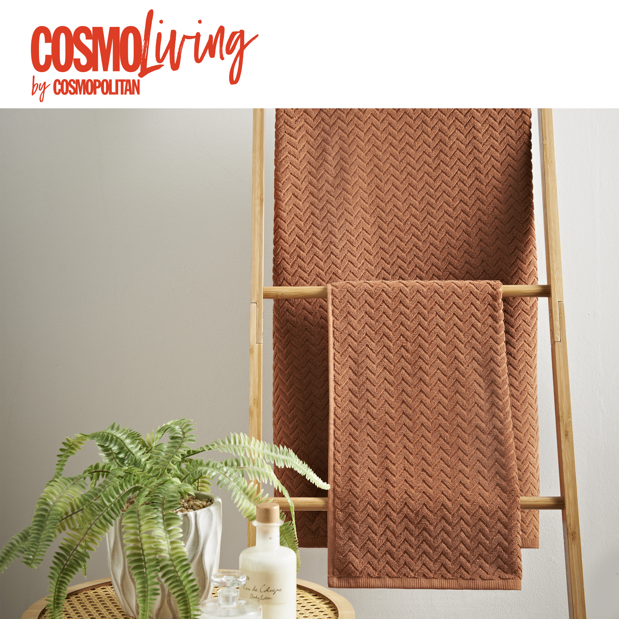 Cosmo Living by Cosmopolitan Terracotta Chevron Embossed Towel