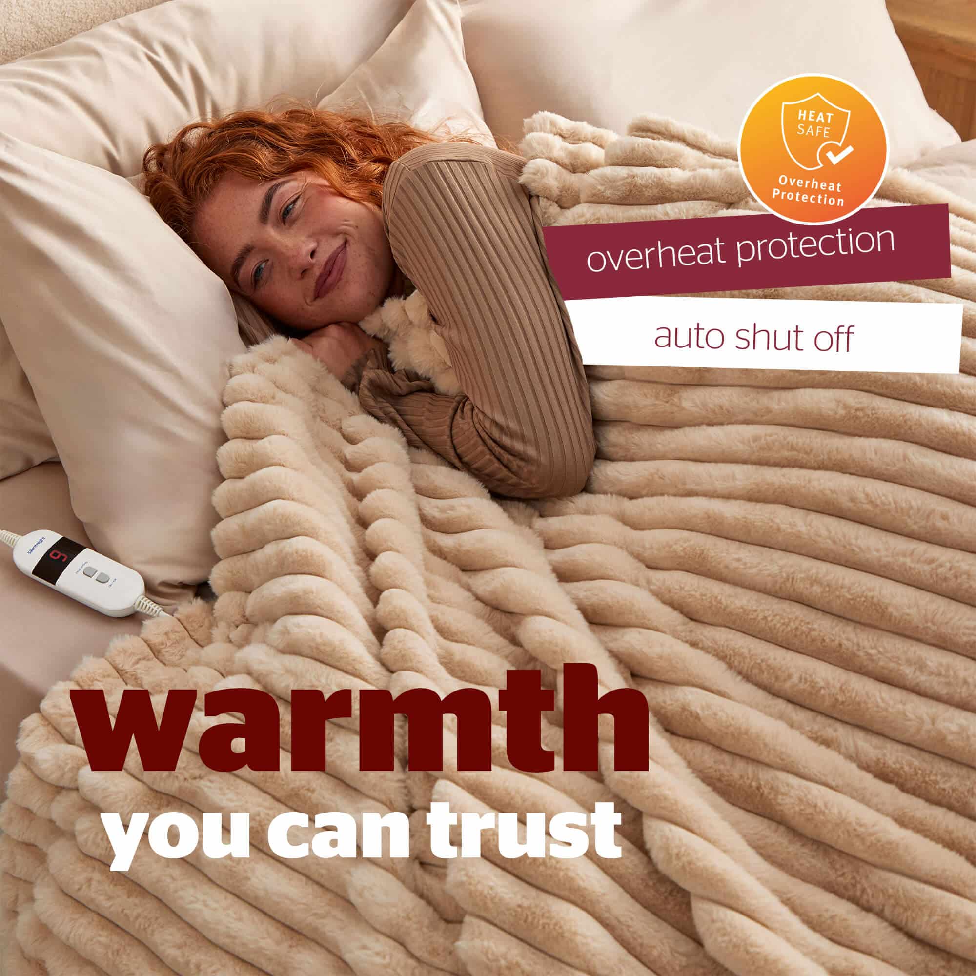 Silentnight Luxury Faux Fur Ribbed Heated Throw - Natural - Pallet ...