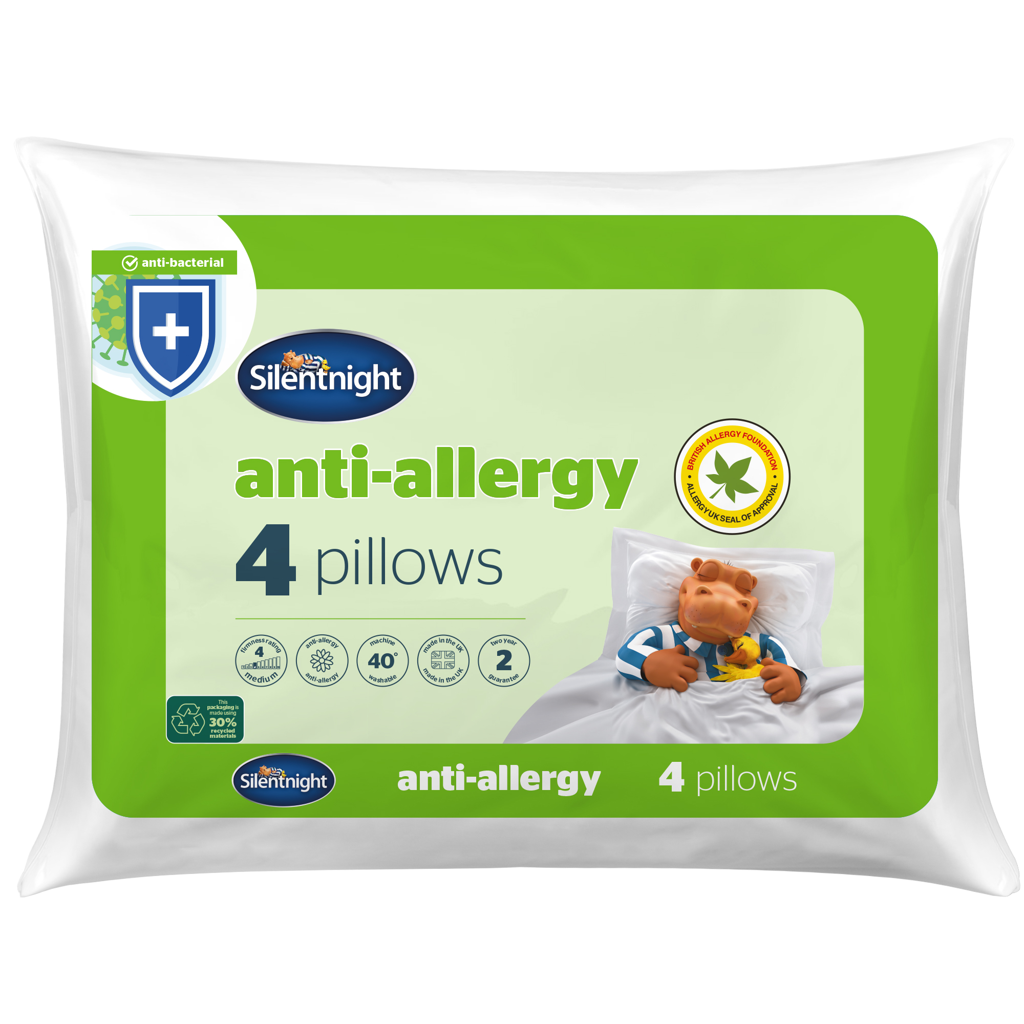 SILENTNIGHT ANTI ALLERGY PILLOW - 4 PACK-Pallet | Trade E-Bedding