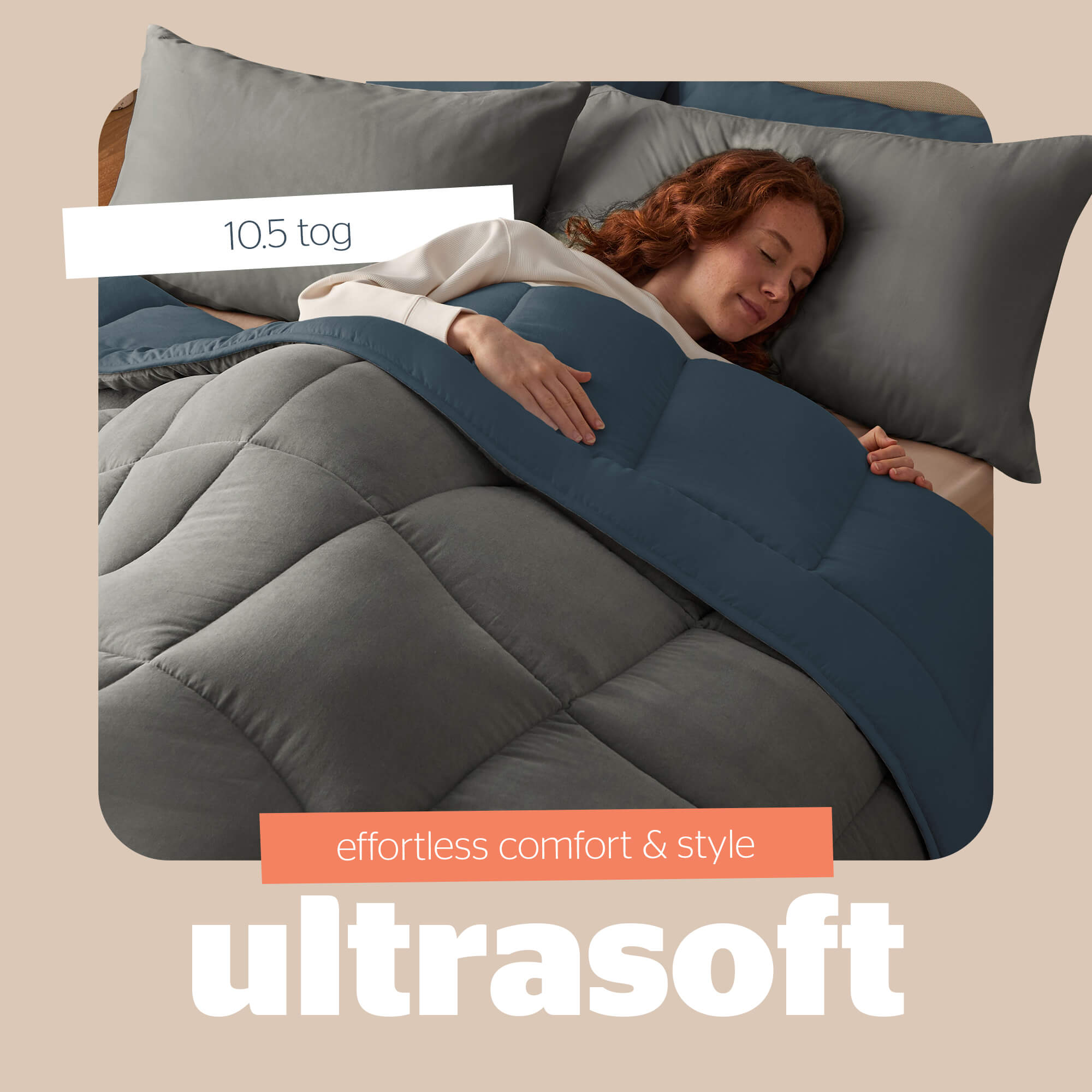 Silentnight Coverless Duvet And Pillowcase - 10.5 Tog - Blue/charcoal ...