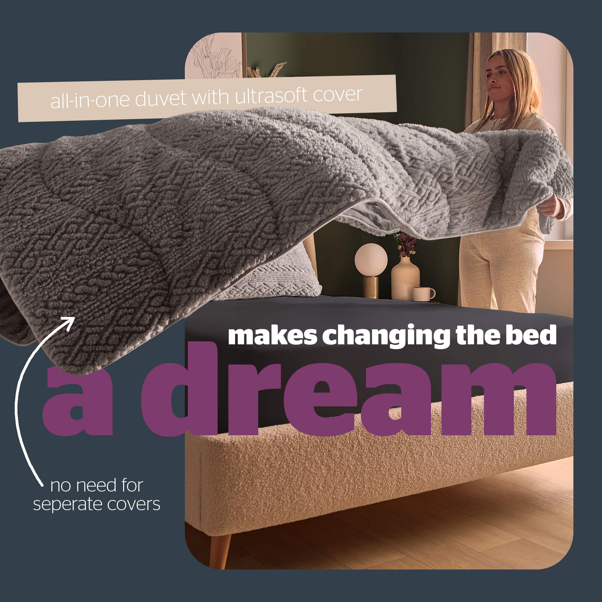 Silentnight Coverless Duvet And Pillowcase - 10.5 Tog - Teddy - Single ...
